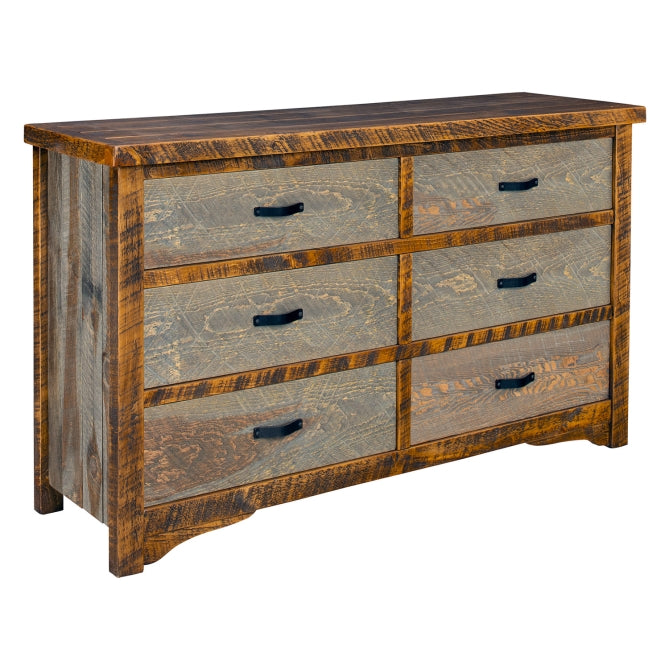 Sawmill Rustic 6 Drawer Dresser | Solid Barnwood Furniture by Lakeland ...