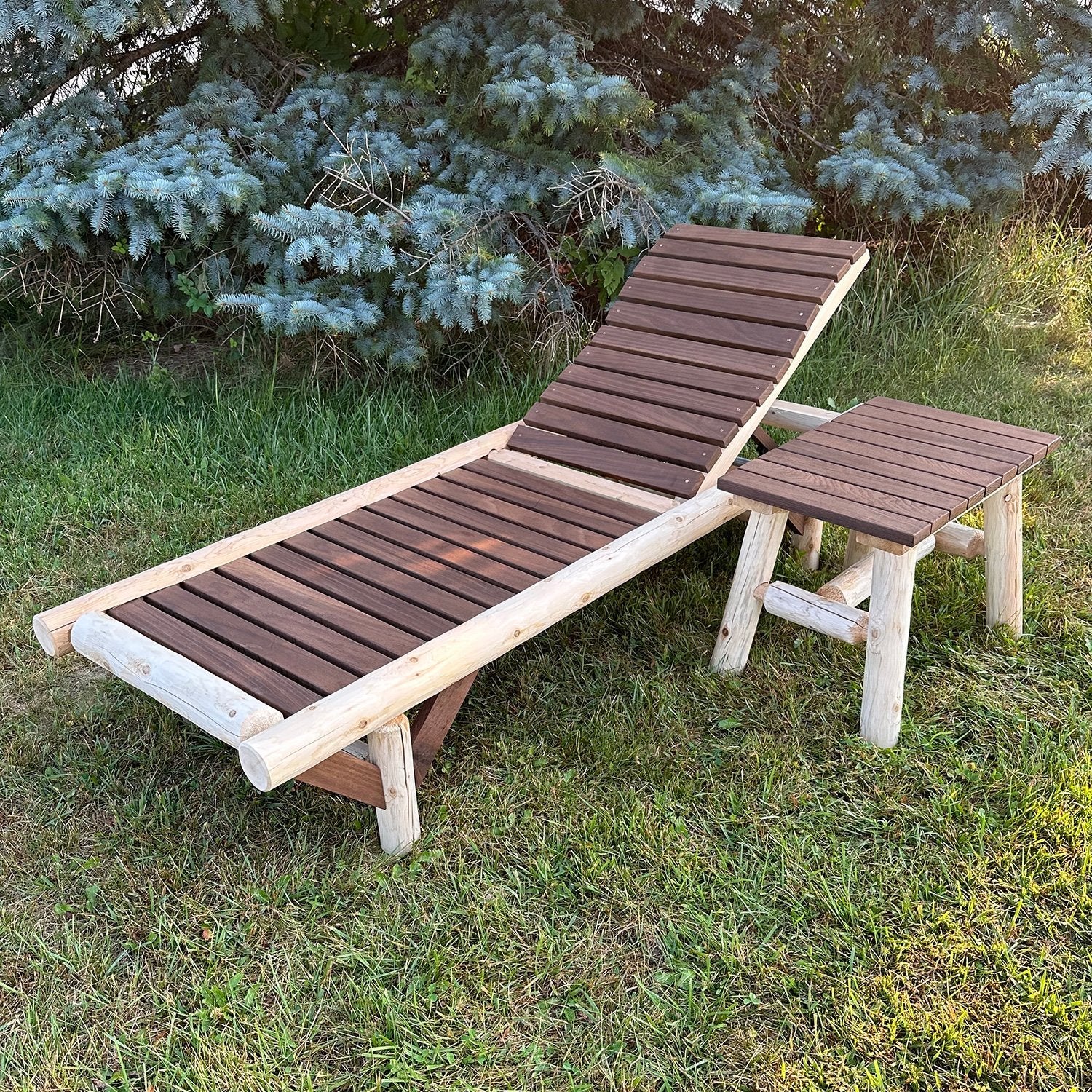 ThermaFusion Cedar Log Chaise Lounge | Rustic Outdoor Lounging