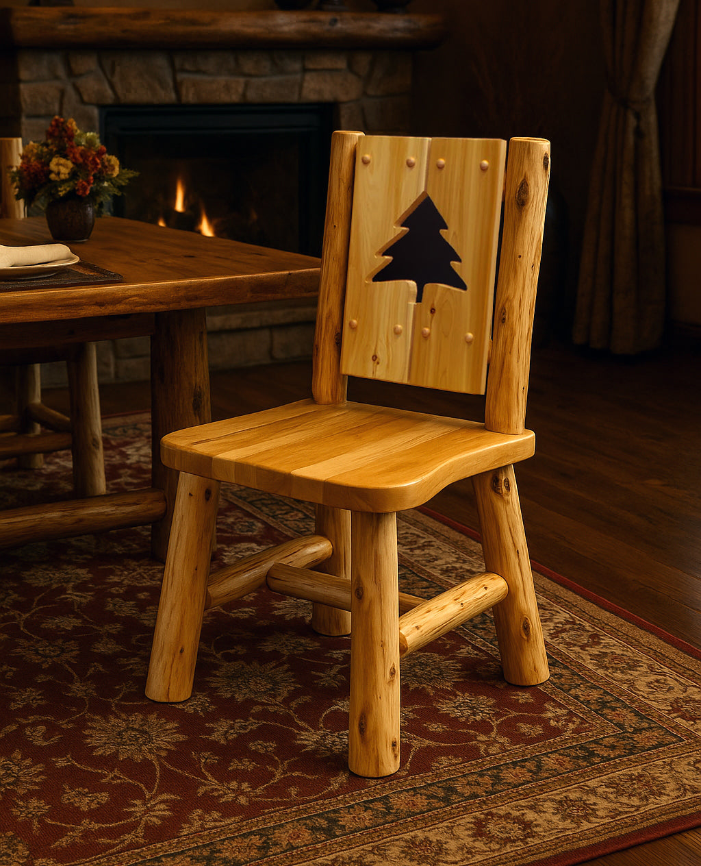 Rustic Log Dining Chair | Hand Peeled Cedar | Lakeland Mills