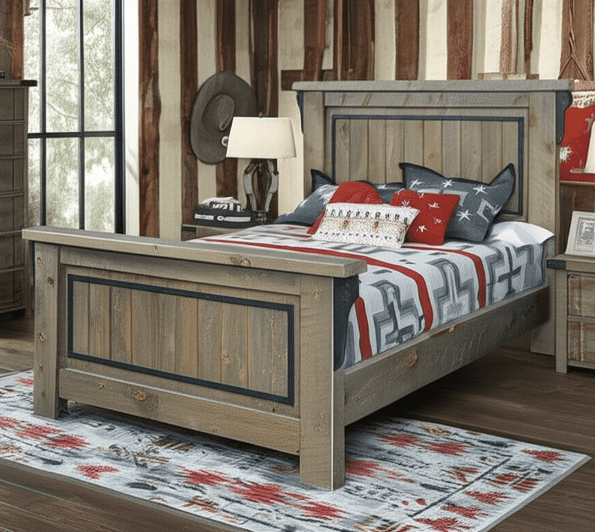 Heritage Pine Single Panel Bed | Solid Rustic Bedframe | Lakeland Mills
