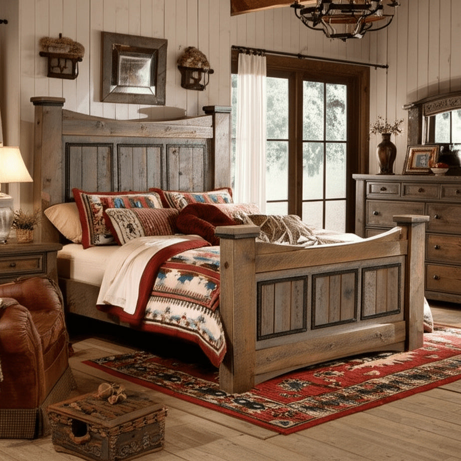 Heritage Pine Triple Panel Bed | Rustic Solid Wood Bed | Lakeland Mills