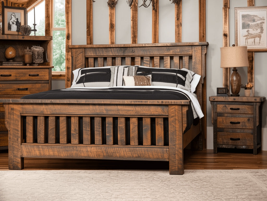 Homestead Lodge Bed | Rustic Barn Wood Style Bed | Lakeland Mills