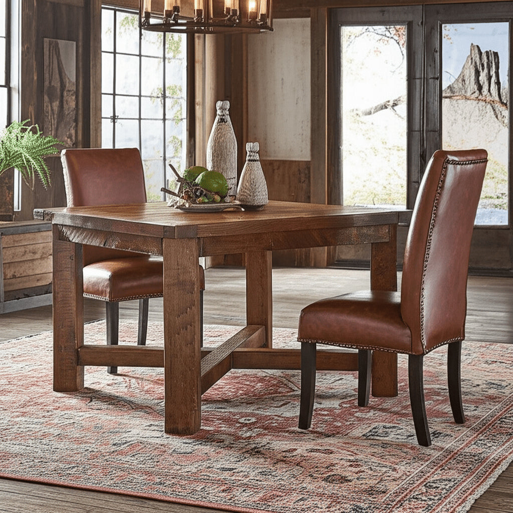 Sawmill Barnwood Square Dining Table | Rustic Solid Wood Dining Table