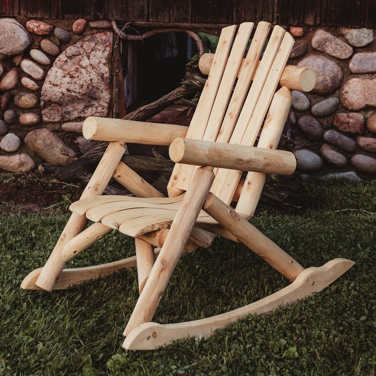 Cedar Log Rocking Chair