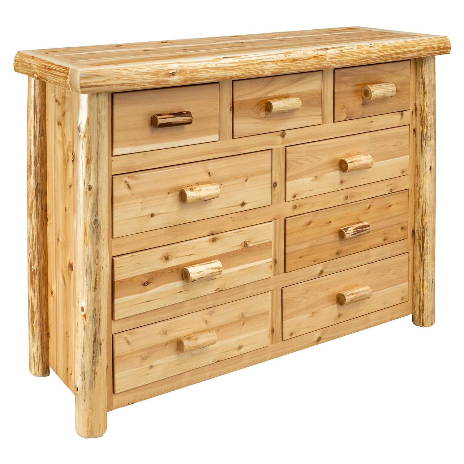 Hand Peeled Cedar Log 9 Drawer Dresser