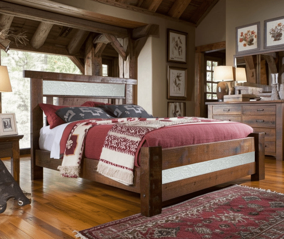 Rustic Ranchero Highland Leather Panel Bed