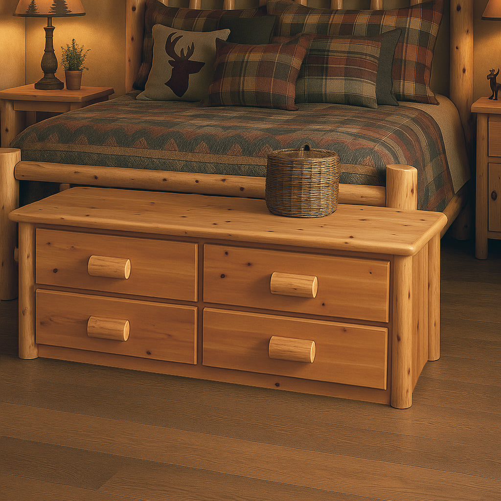 Great Lakes Timber Cedar Log 4 Drawer Blanket Chest